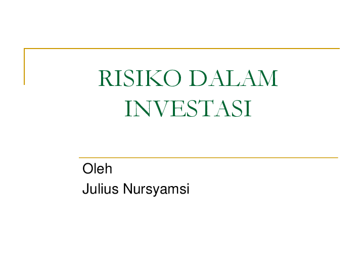 (PPT) Risiko dalam investasi 1