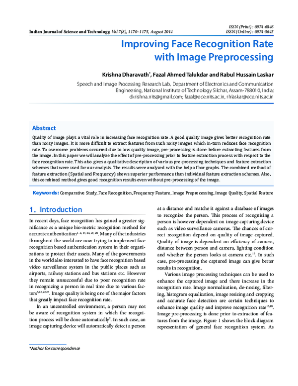 (PDF) Improving Face Recognition Rate with Image Preprocessing