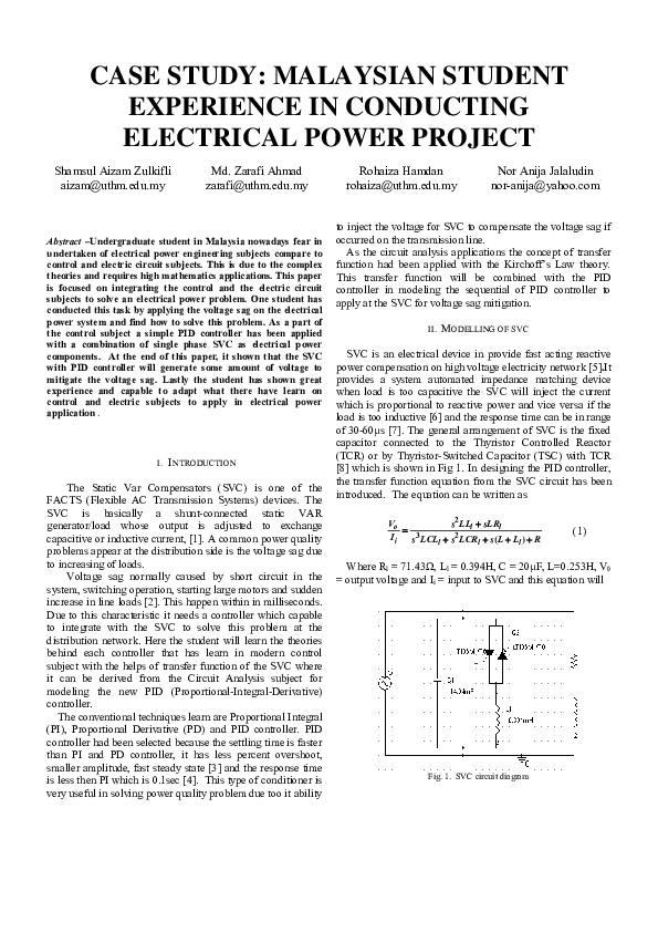 (PDF) CASE STUDY: MALAYSIAN STUDENT EXPERIENCE IN CONDUCTING ELECTRICAL ...
