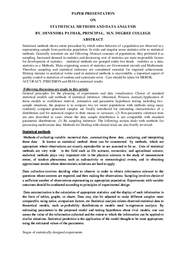 (DOC) statistical method and data analysis