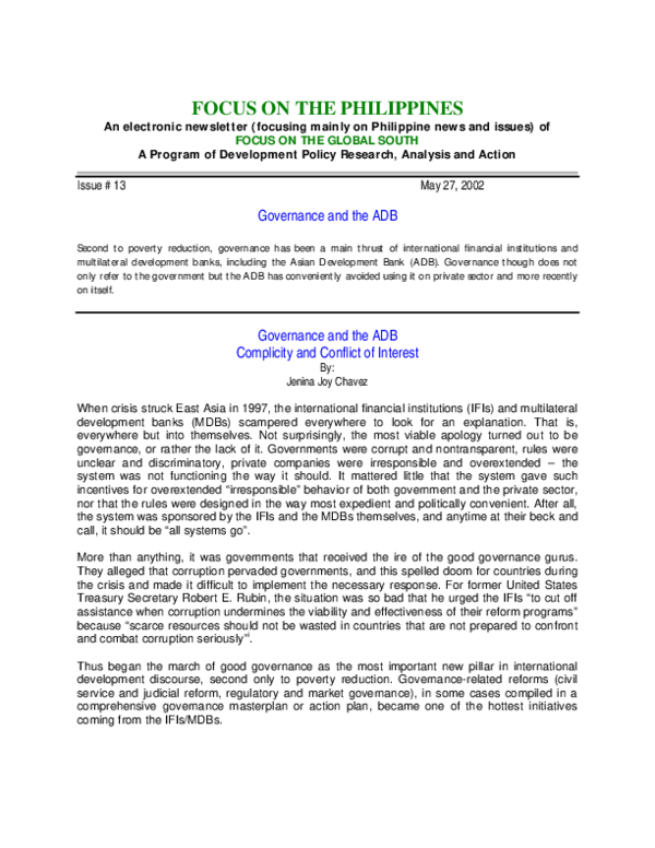 (PDF) FOCUS ON THE PHILIPPINES An electronic newsletter (focusing ...