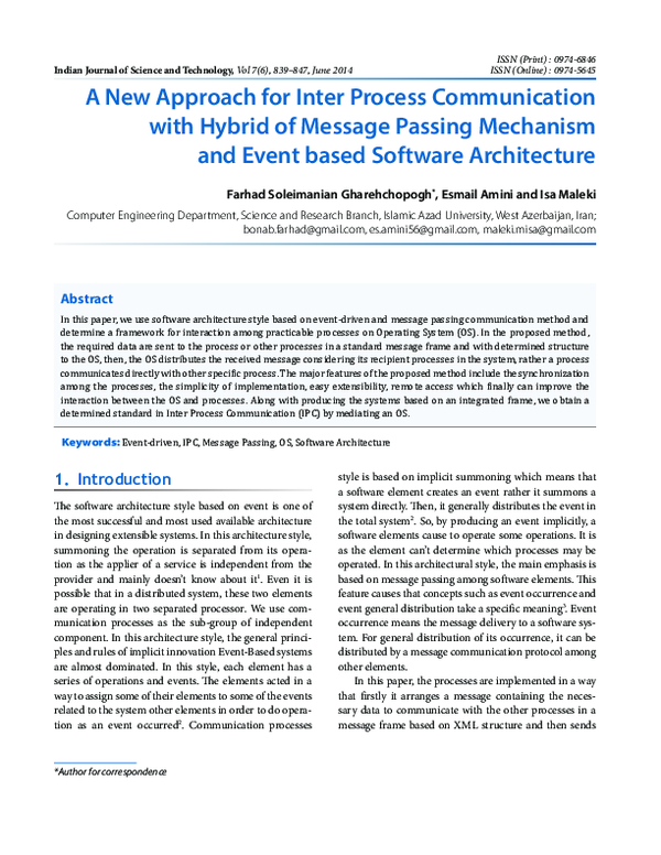 (PDF) A New Approach for Inter Process Communication with Hybrid of Message Passing Mechanism ...
