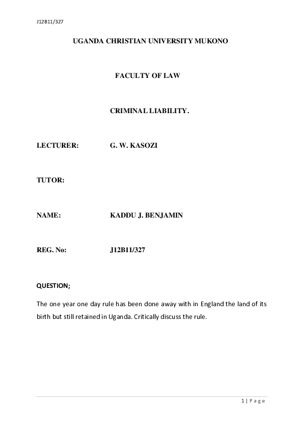 (DOC) The one year one day rule has been done away with in England the ...