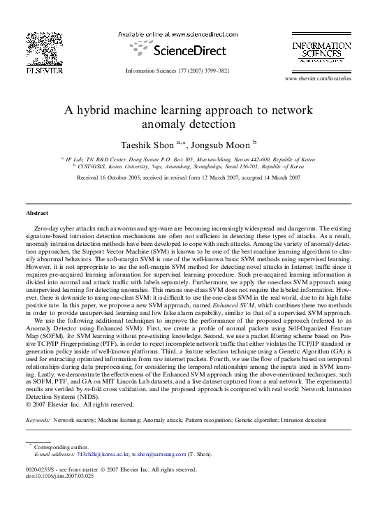 (PDF) A hybrid machine learning approach to network anomaly detection