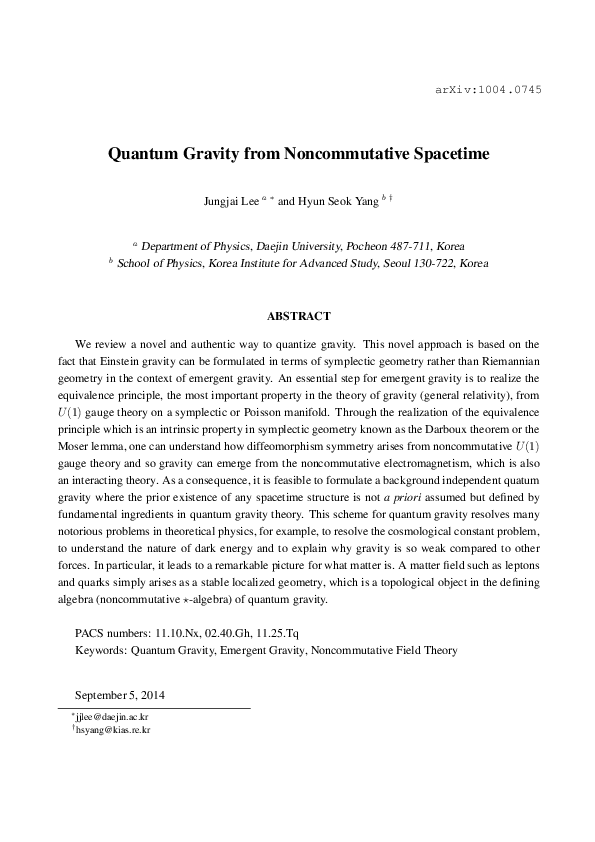 (PDF) Quantum Gravity from Noncommutative Spacetime