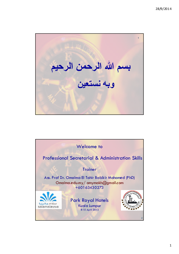 (PDF) Training in Professional Secretarial & Administration Skills