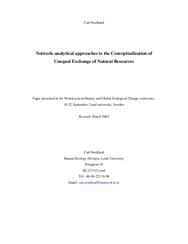 (PDF) Network-analytical approaches to the conceptualization of unequal ...