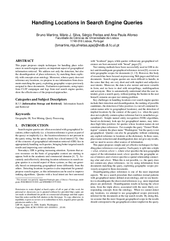 (PDF) Geolocation in Search Engine Queries