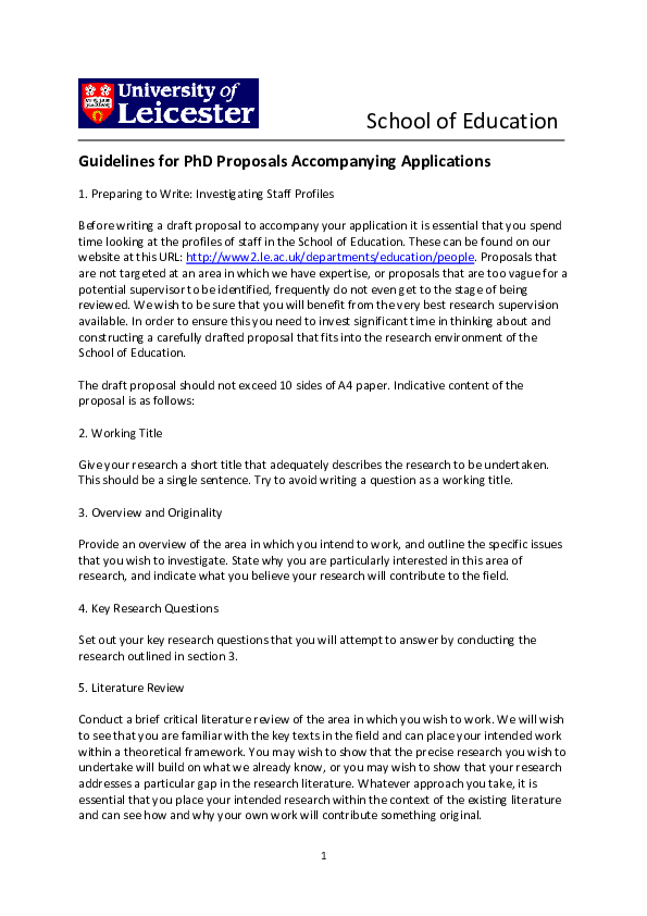 (PDF) School of Education Guidelines for PhD Proposals Accompanying ...