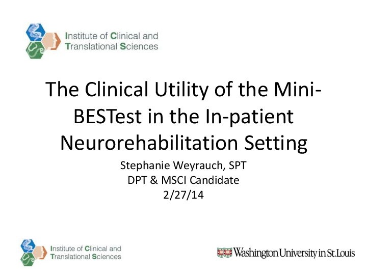 (PDF) The Clinical Utility of the Mini-BESTest in the In-patient ...