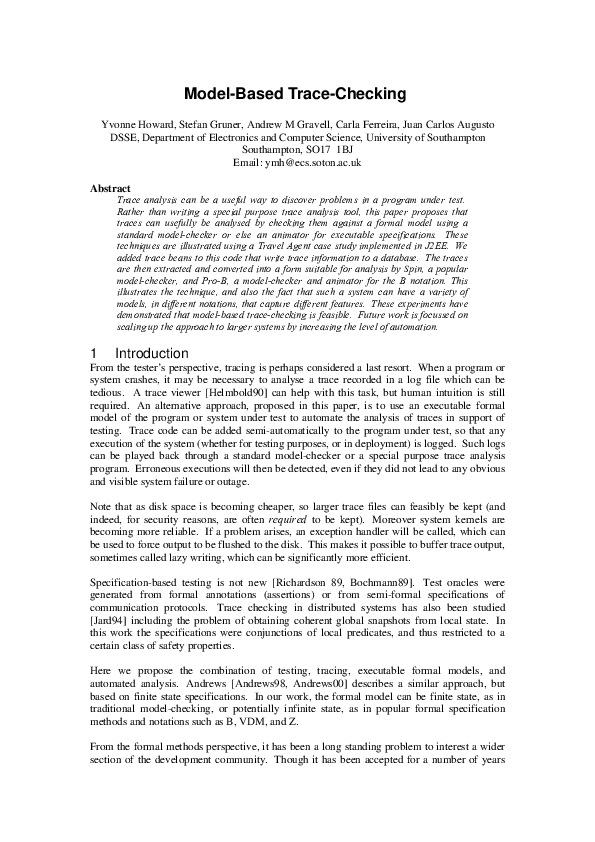 Pdf Model Based Trace Checking