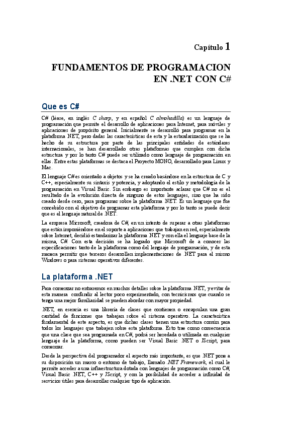 (PDF) Capítulo 1 FUNDAMENTOS DE PROGRAMACION EN .NET CON C