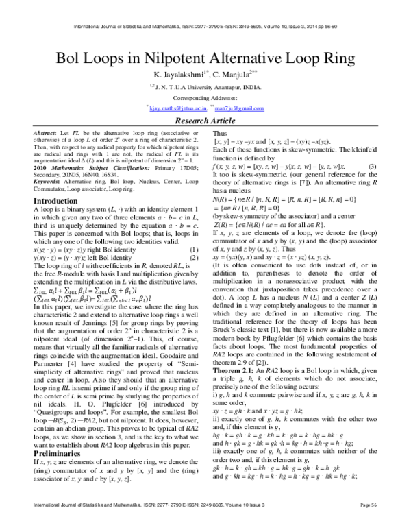 (PDF) Bol Loops in Nilpotent Alternative Loop Ring