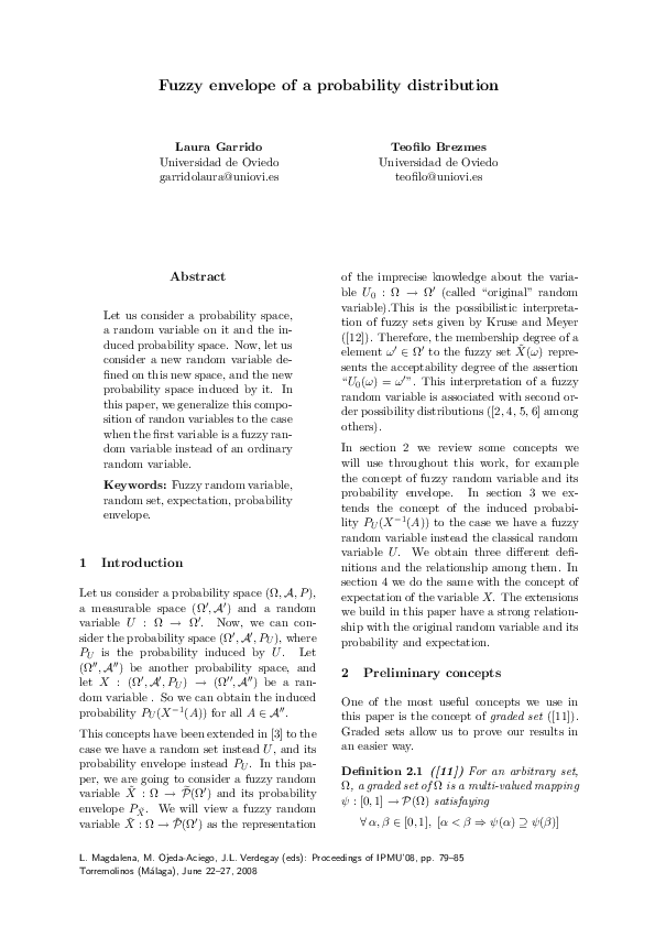 (PDF) Fuzzy envelope of a probability distribution