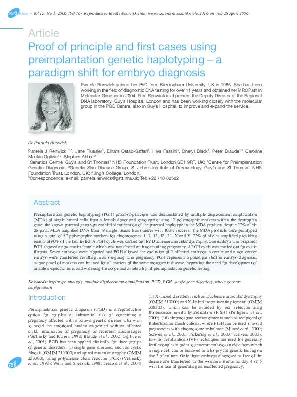(PDF) Proof of principle and first cases using preimplantation genetic haplotyping – a paradigm ...