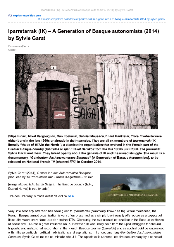 (PDF) Iparretarrak (IK) – A Generation of Basque autonomists