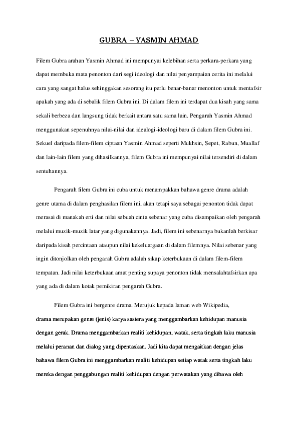 (DOC) Film Review - GUBRA by YASMIN AHMAD