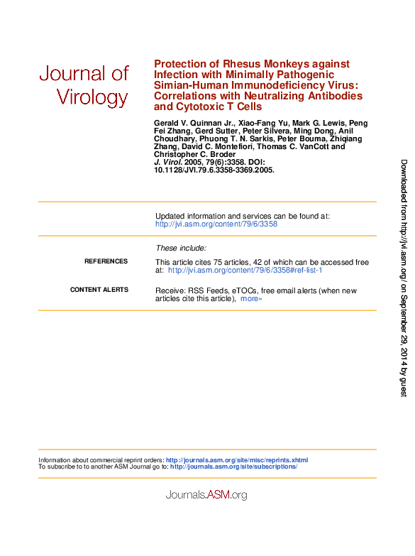 (PDF) Protection of Rhesus Monkeys against Infection with Minimally ...