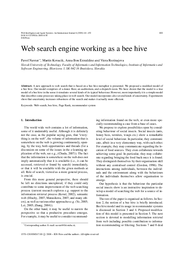 (PDF) Web search engine working as a bee hive