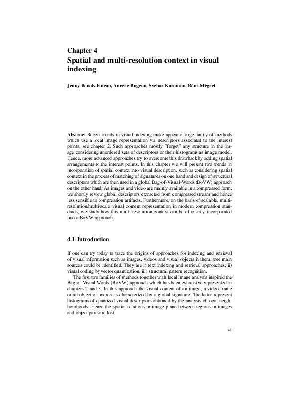 (PDF) Spatial and multi-resolution context in visual indexing