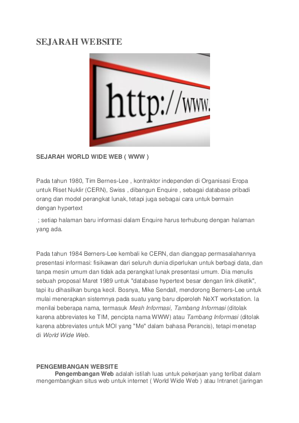 (DOC) SEJARAH WEBSITE