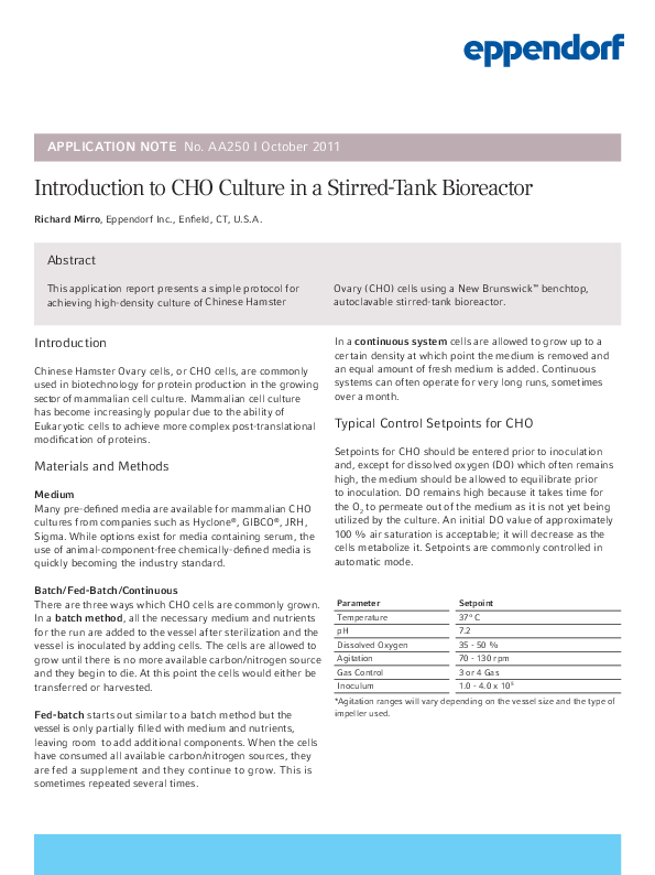 (PDF) Introduction to CHO Culture in a Stirred-Tank Bioreactor