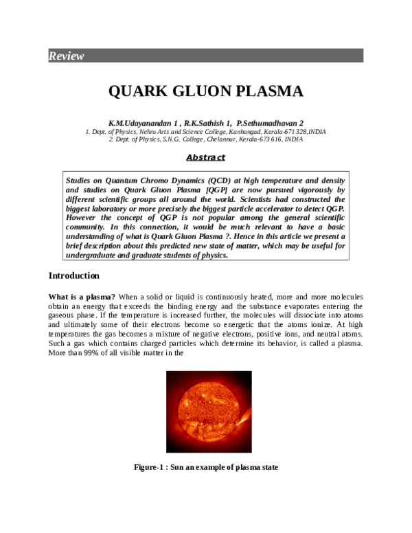 (PDF) QUARK GLUON PLASMA