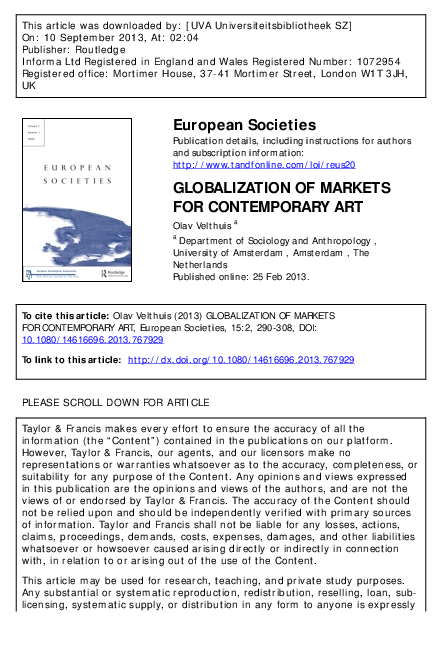 (PDF) Globalization of contemporary art markets. Published in: European ...