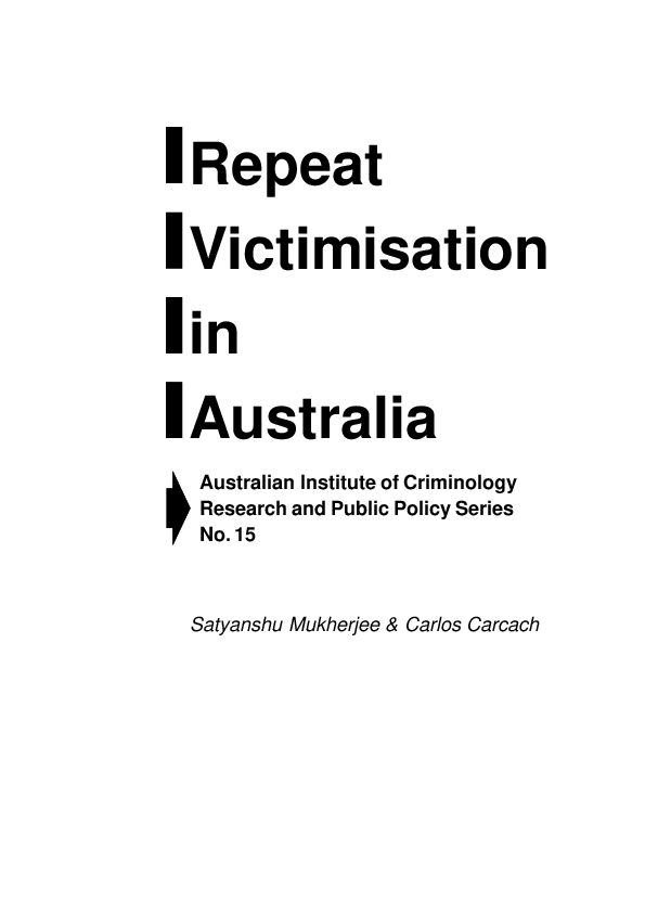 (PDF) Repeat Victimisation in