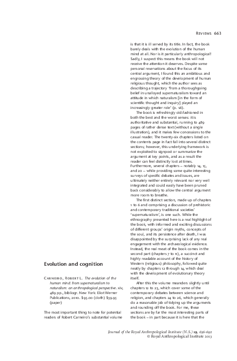 (PDF) Book review: Carneiro, Robert L. The evolution of the human mind ...