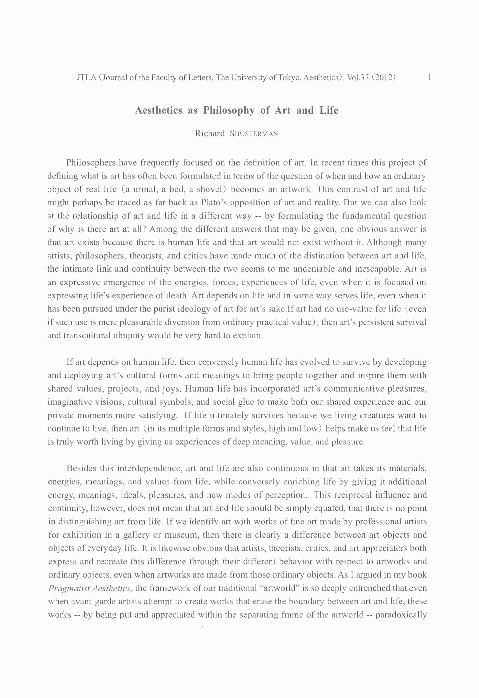 (PDF) Aesthetics as Philosophy of Art and Life