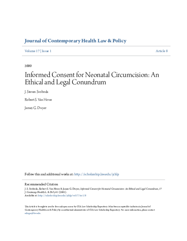 (PDF) Informed Consent for Neonatal Circumcision: An Ethics and Legal ...