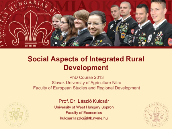 Social Aspects of Integrated Rural Development