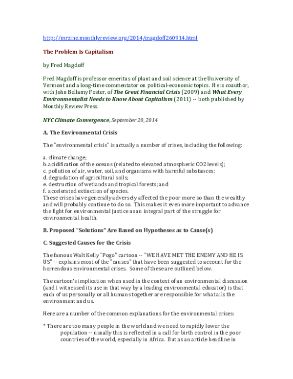 (PDF) The Problem is Capitalism