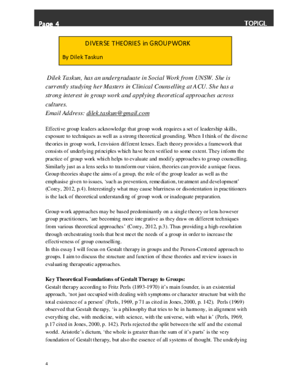 (PDF) Diverse Theories in Group Work