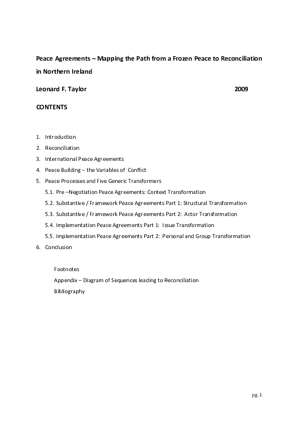 (PDF) Peace Agreements – Mapping the Path from a Frozen Peace to ...