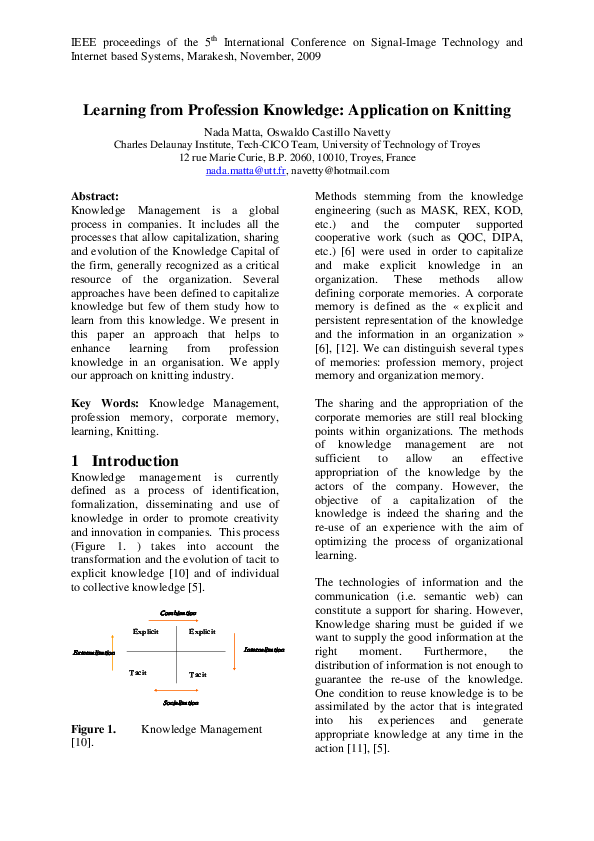 (PDF) Learning from Profession Knowledge: Application on Knitting