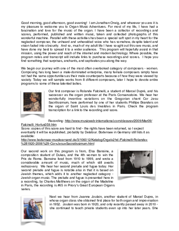 (PDF) ORWIG, Jonathan. Organ Music Adventures - Mulheres compositoras ...