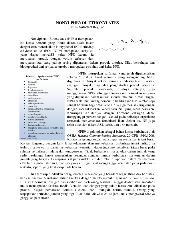 (DOC) NONYLPHENOL ETHOXYLATES NP-9 Sufactant Regular