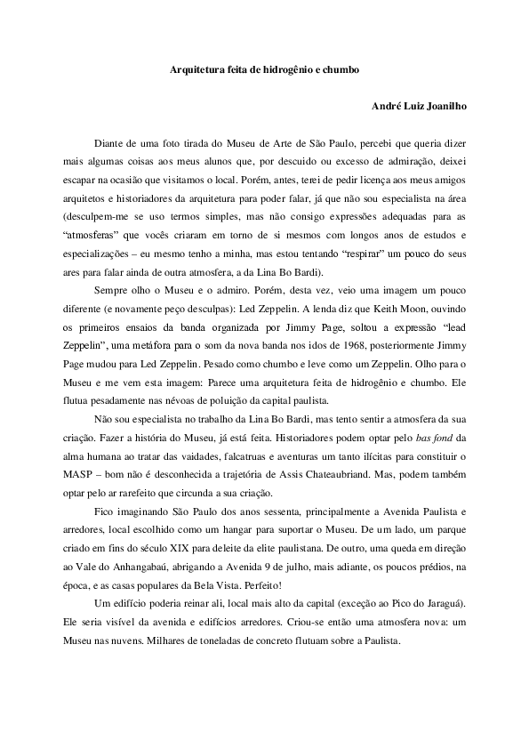 (DOC) Masp: Arquitetura de hidrogênio e chumbo