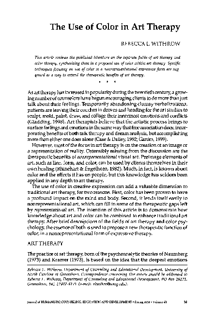 (PDF) The Use of Color in Art Therapy