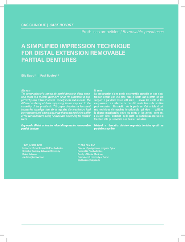 (PDF) A simplified impression technique for distal extension removable ...