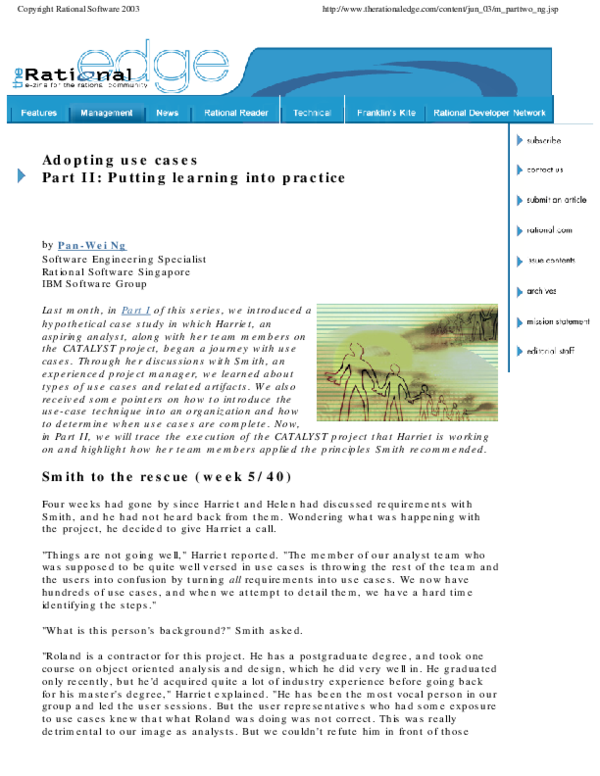 (PDF) Adopting use cases Part II: Putting learning into practice
