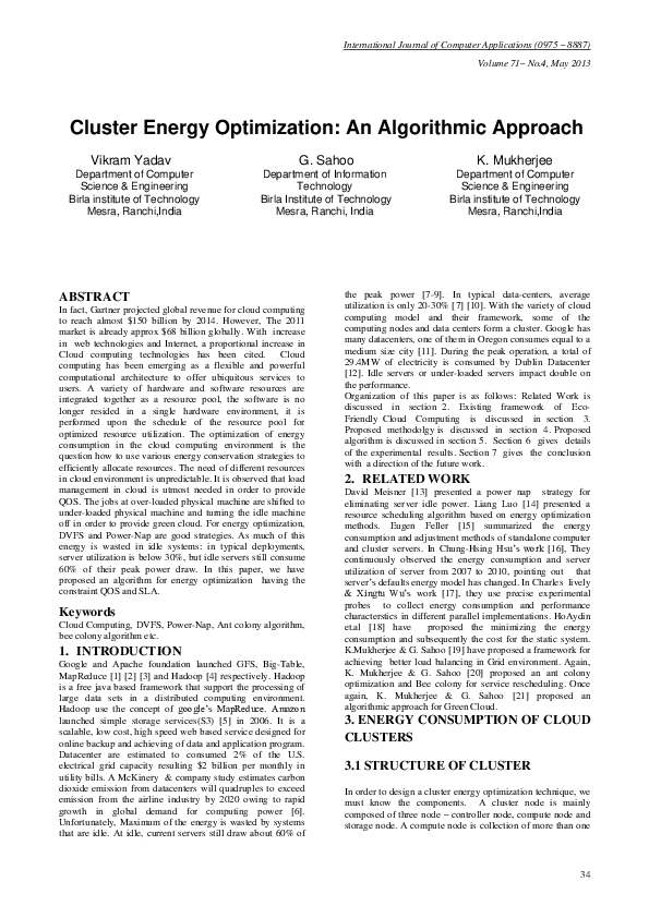 (PDF) Cluster Energy Optimization: An Algorithmic Approach