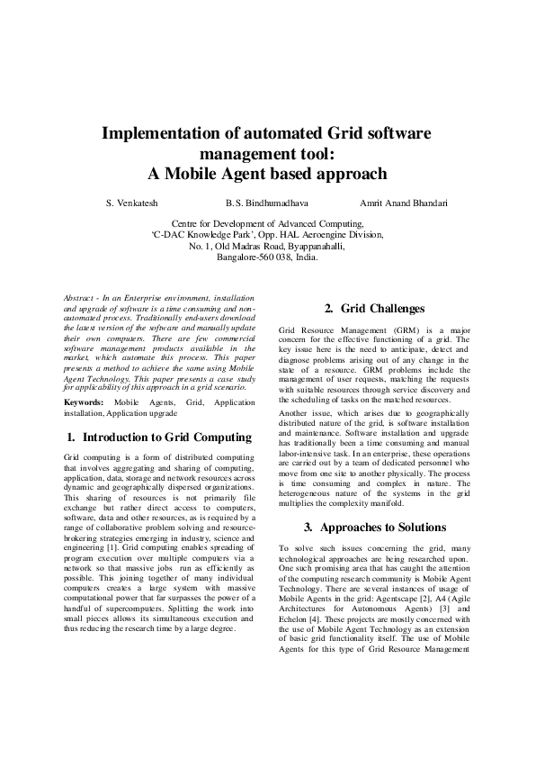 Pdf Implementation Of Automated Grid Software Management Tool A Mobile Agent Based Approach