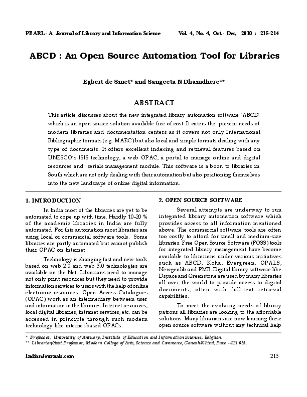 (PDF) ABCD : An Open Source Automation Tool for Libraries