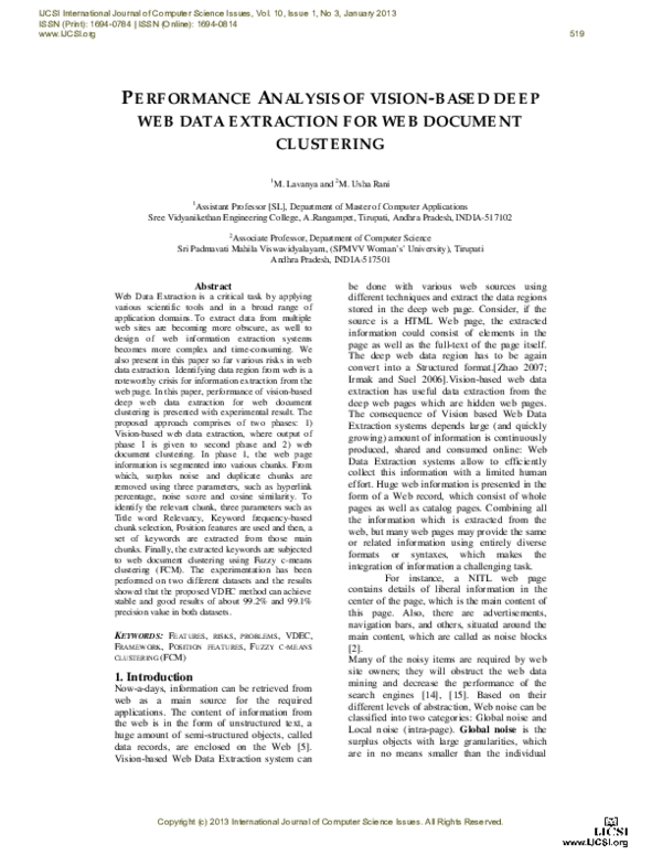 Pdf Performance Analysis Of Vision Based Deep Web Data Extraction For