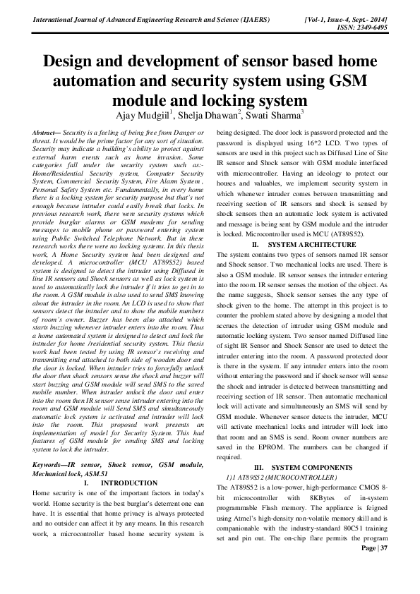 (PDF) Design and development of sensor based home automation and ...