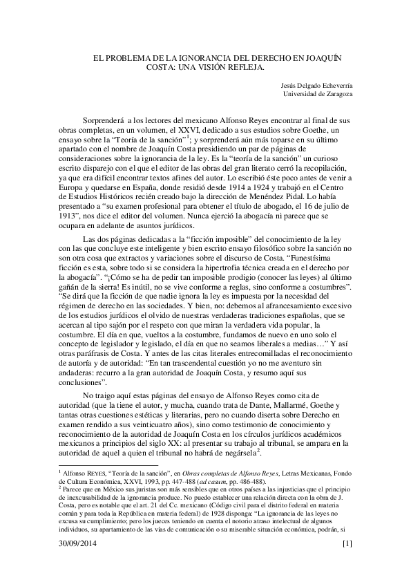 Pdf El Problema De La Ignorancia Del Derecho En Joaquín Costa Una