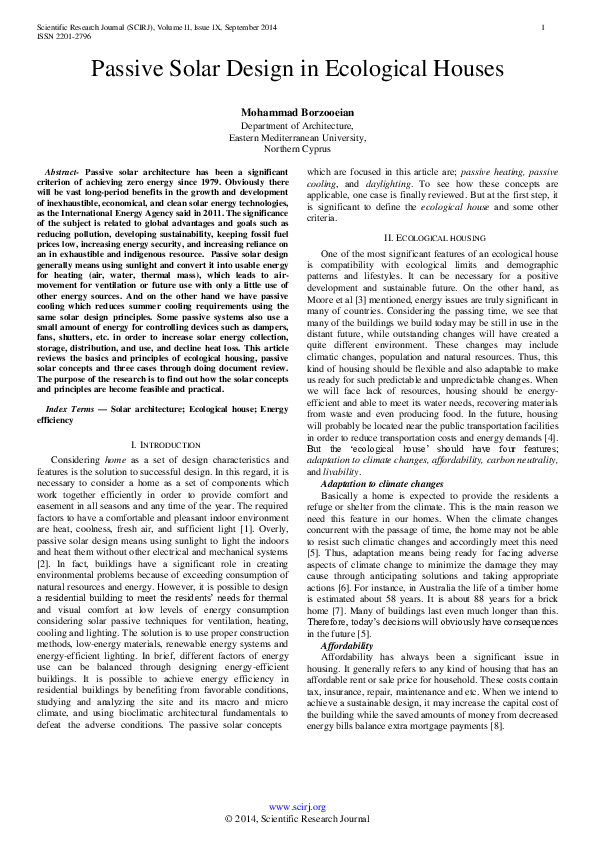(PDF) Passive Solar Design in Ecological Houses